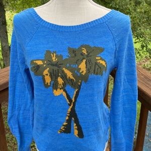 Cooperative | Sweaters | Cooperative Blue Palm Tree Sweater | Poshmark